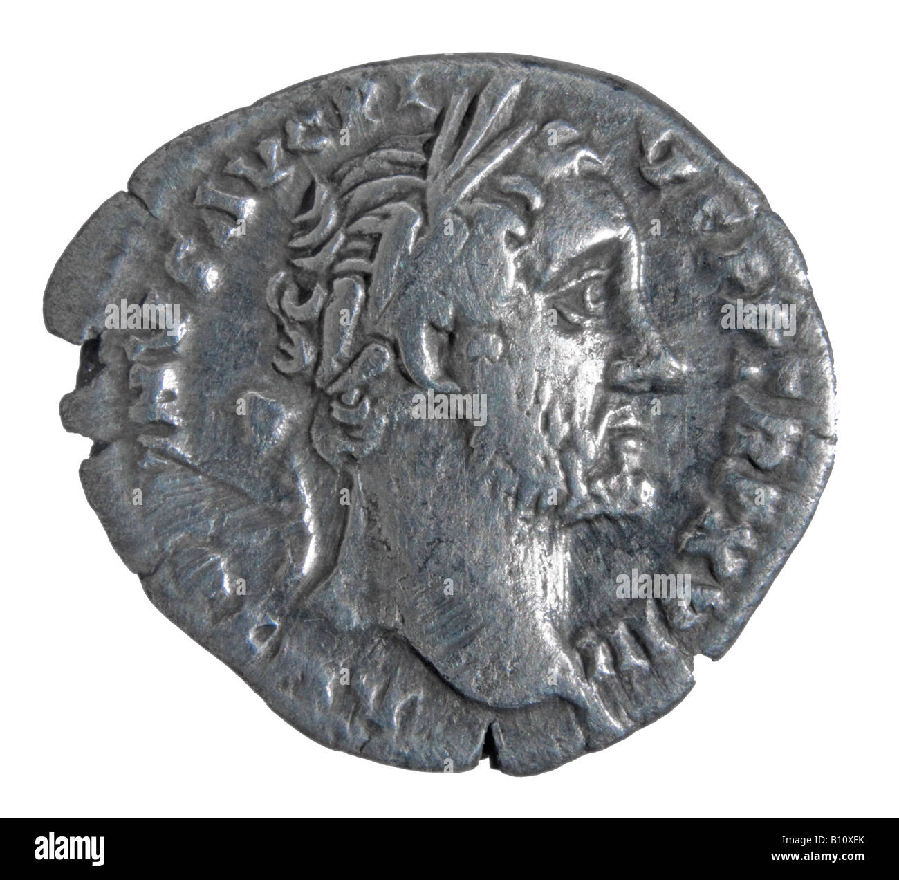 Silver Roman Denarius coin - Antonius Pius, AD 138-161, obverse Stock ...