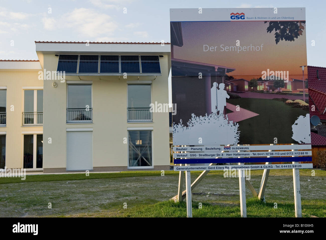 A newly built 'passive' house with inbuilt solar panels, Oldenburg ...