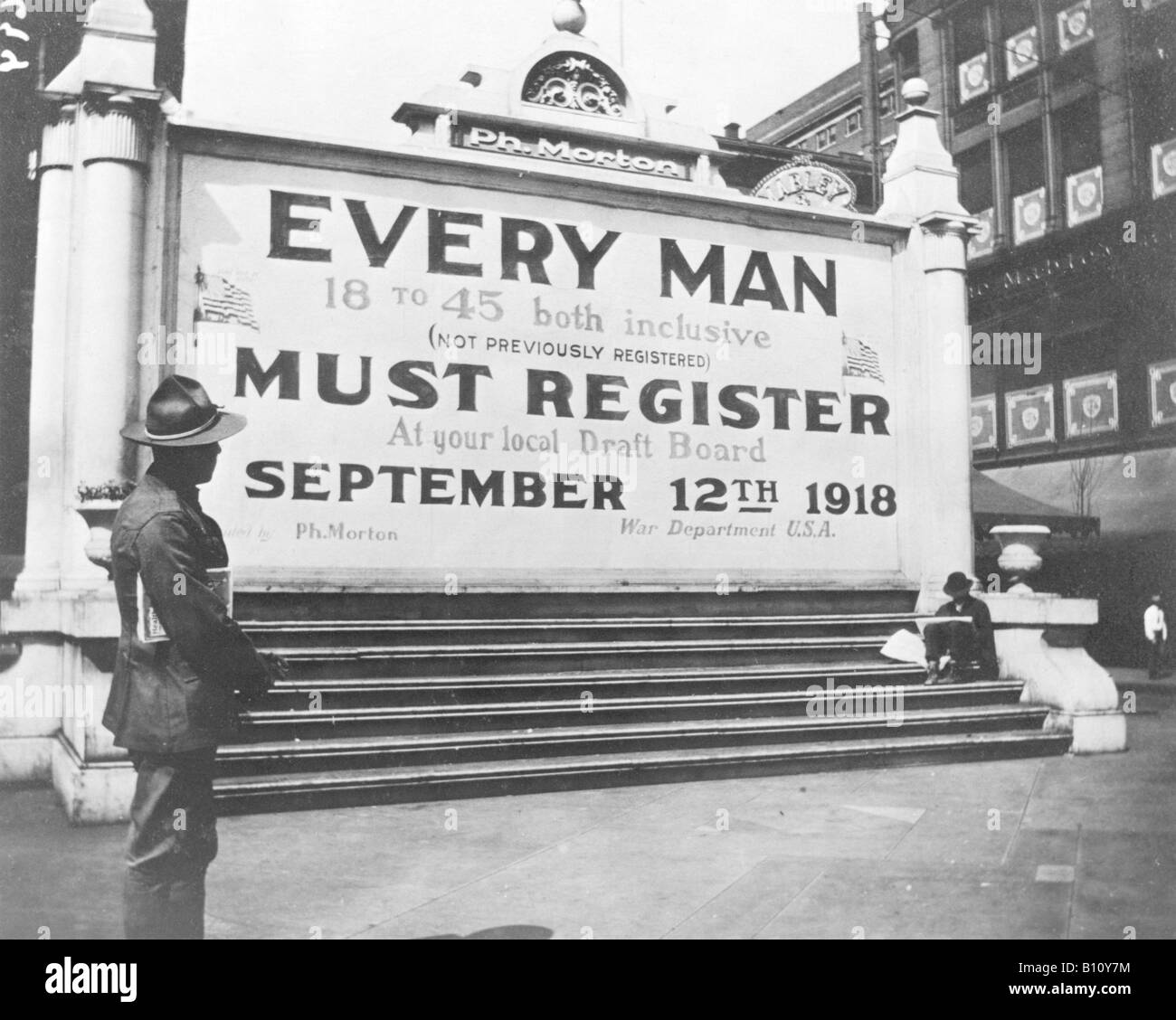 Sign reading Every Man Must Register for WWI service 1918 Stock Photo ...