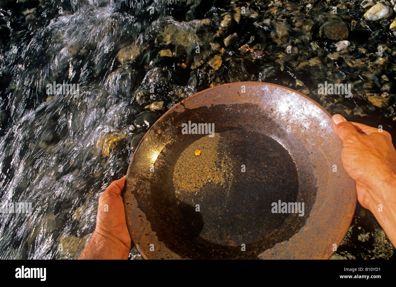 Panning for gold on the middle fork Yuba River California Gold country ...