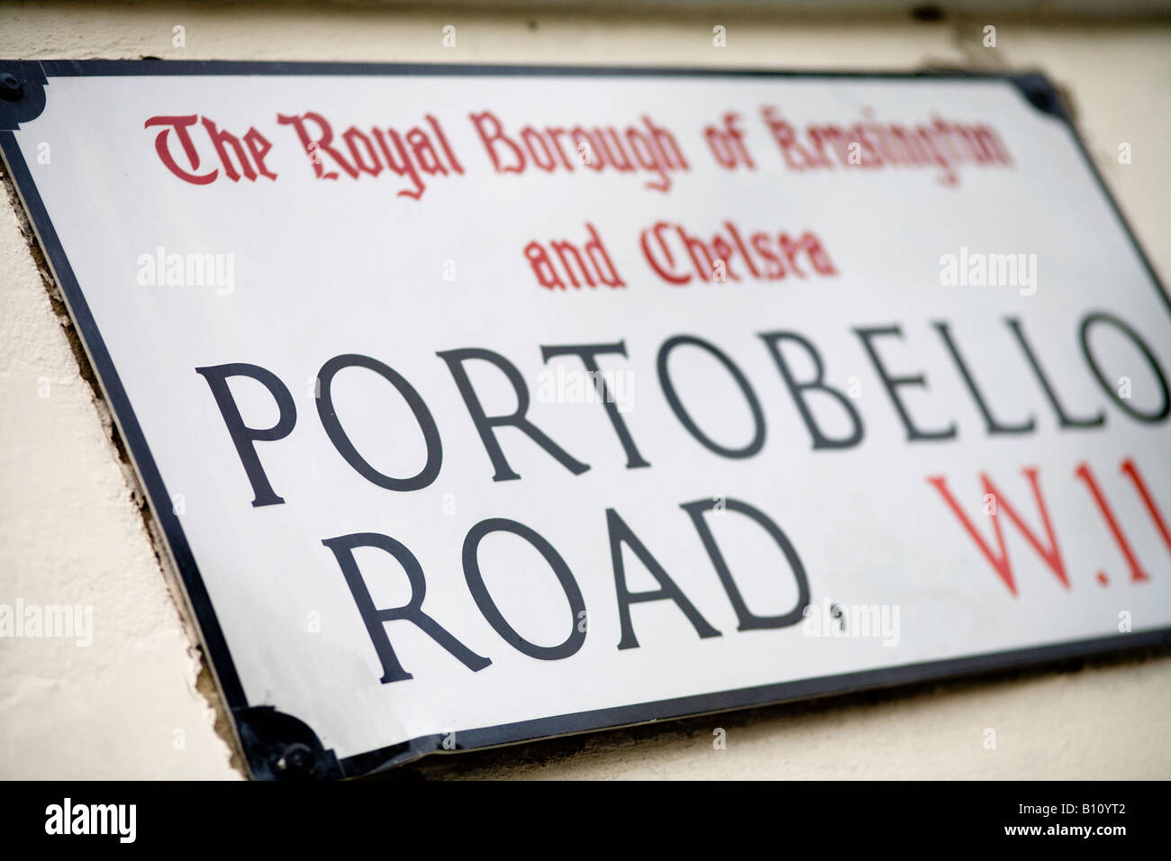Portobello Road Road Sign close up Notting Hill London UK Stock Photo ...