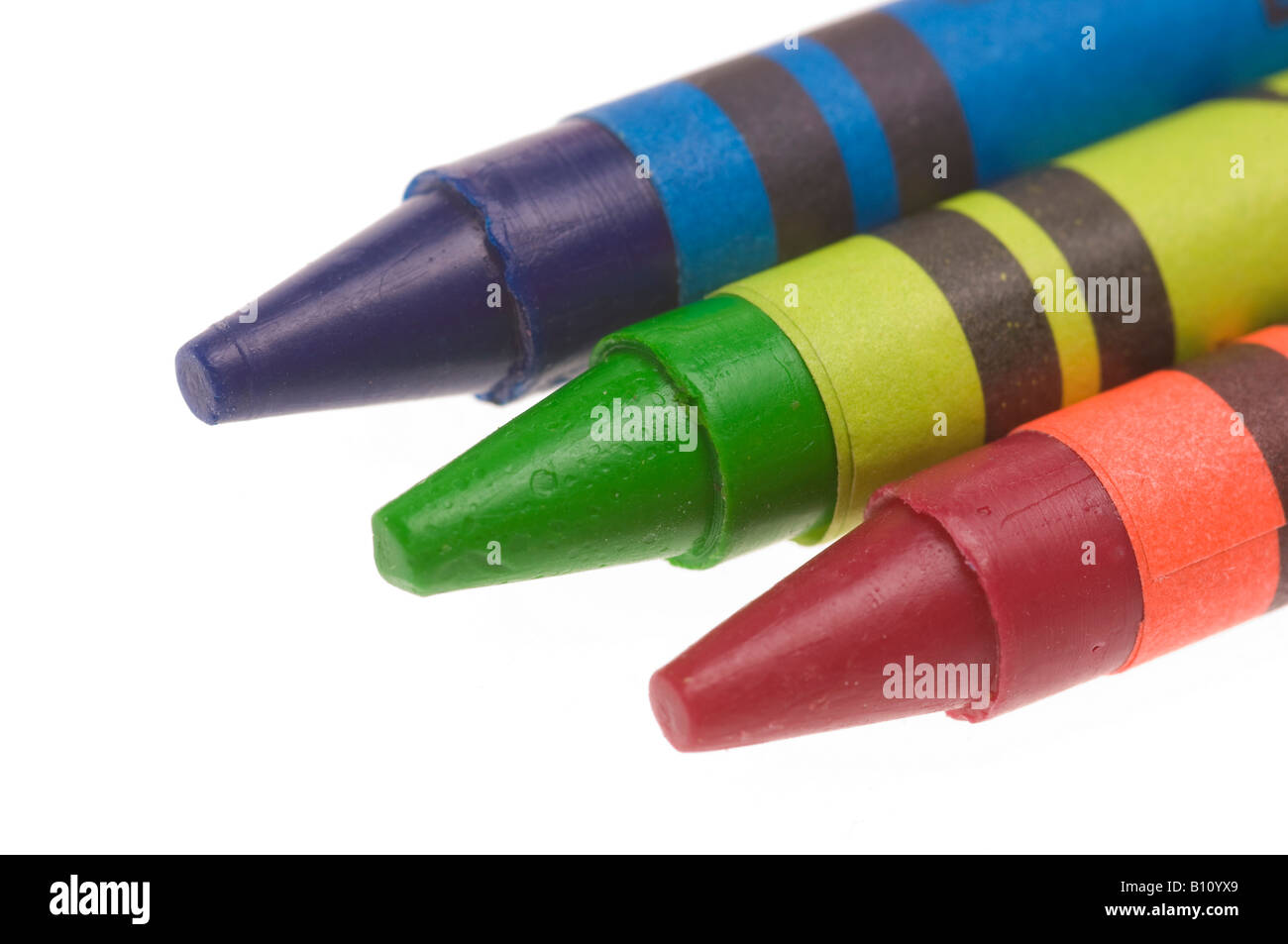 Red, Green and Blue wax crayons RGB on a white background Stock Photo ...