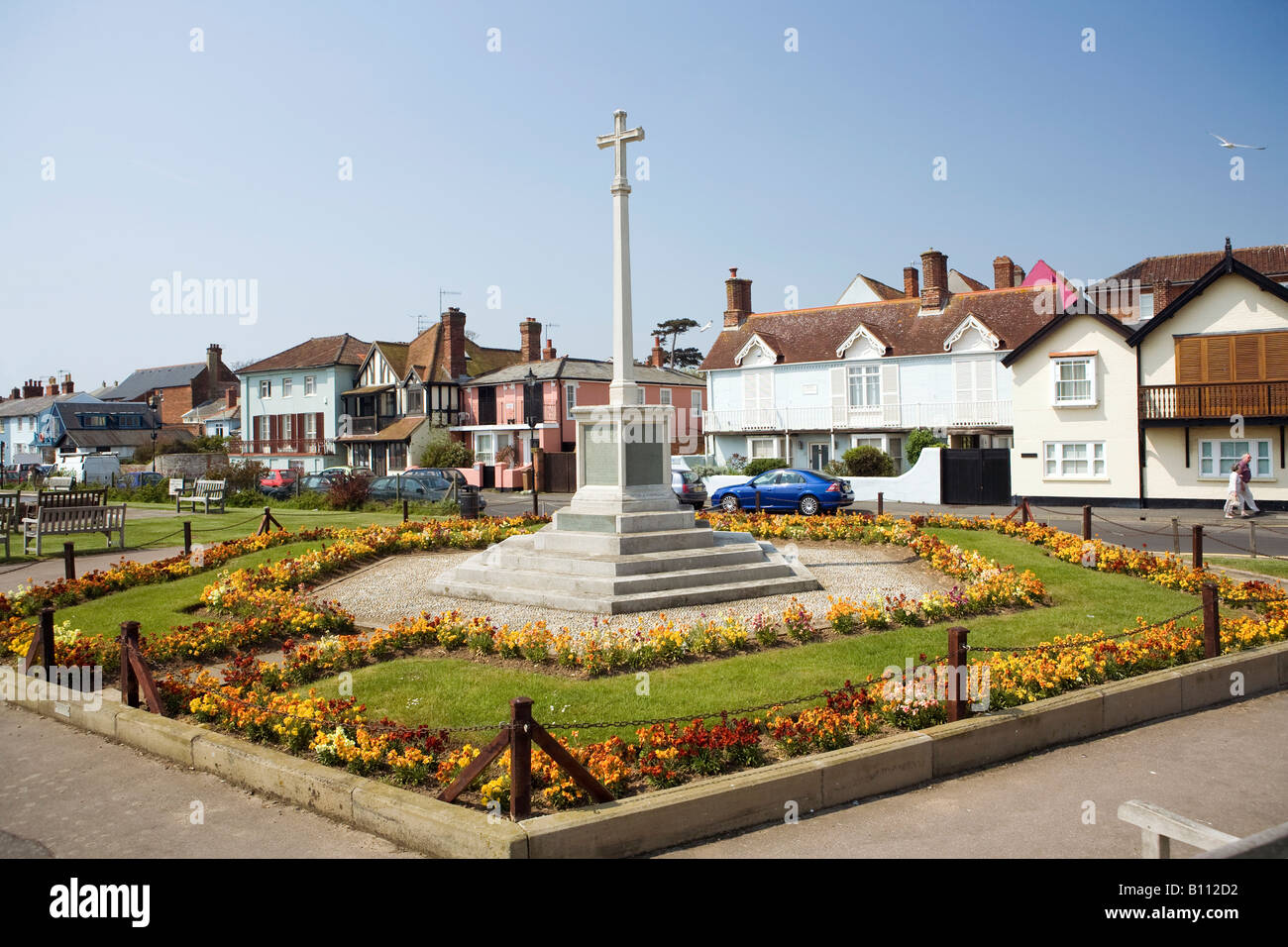 UK England Suffolk Aldeburgh Market Cross War Memorial and seafront ...