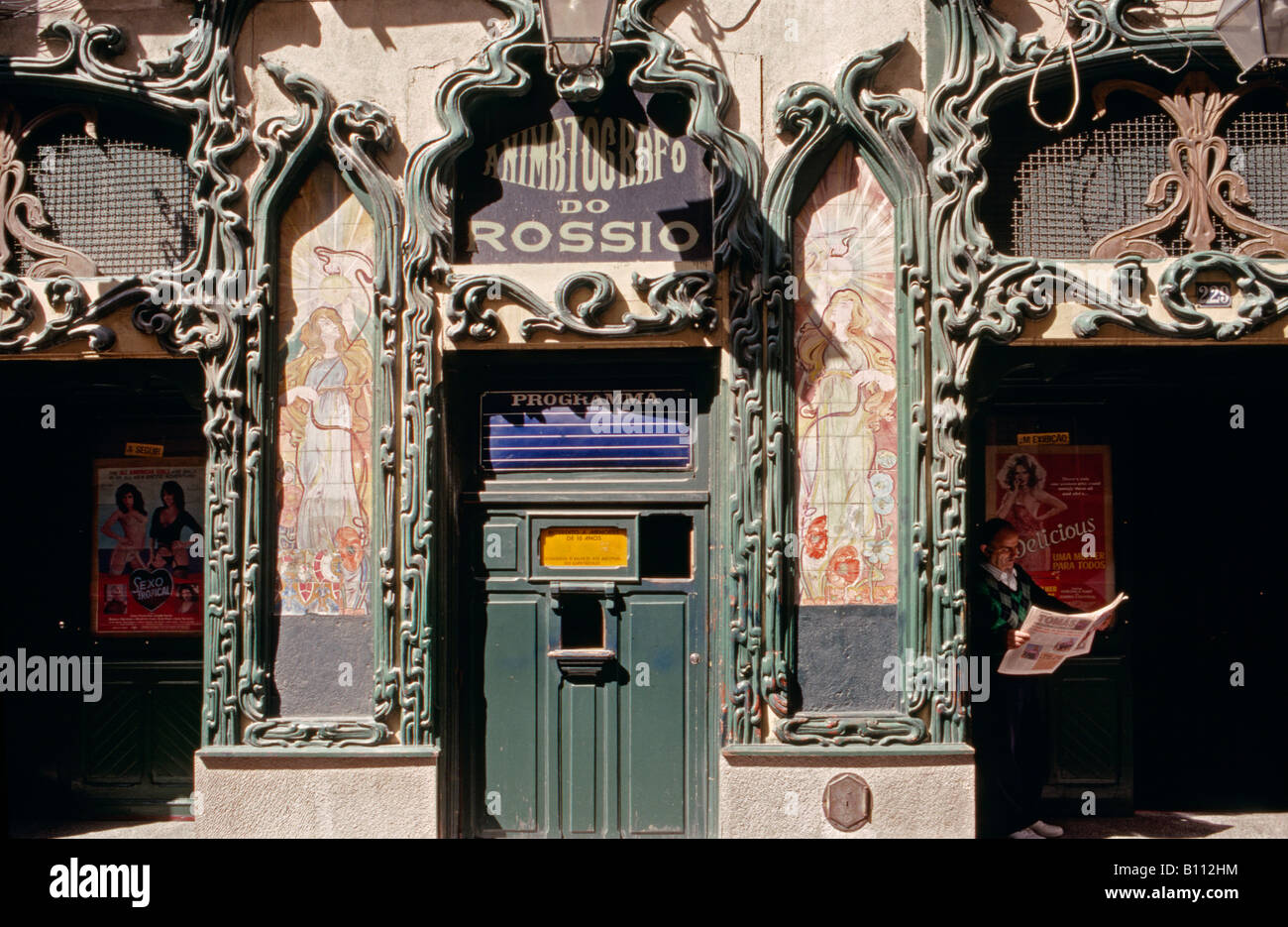 Old cinema with Art Nouveau decoration in the Baixa Lisbon Portugal ...