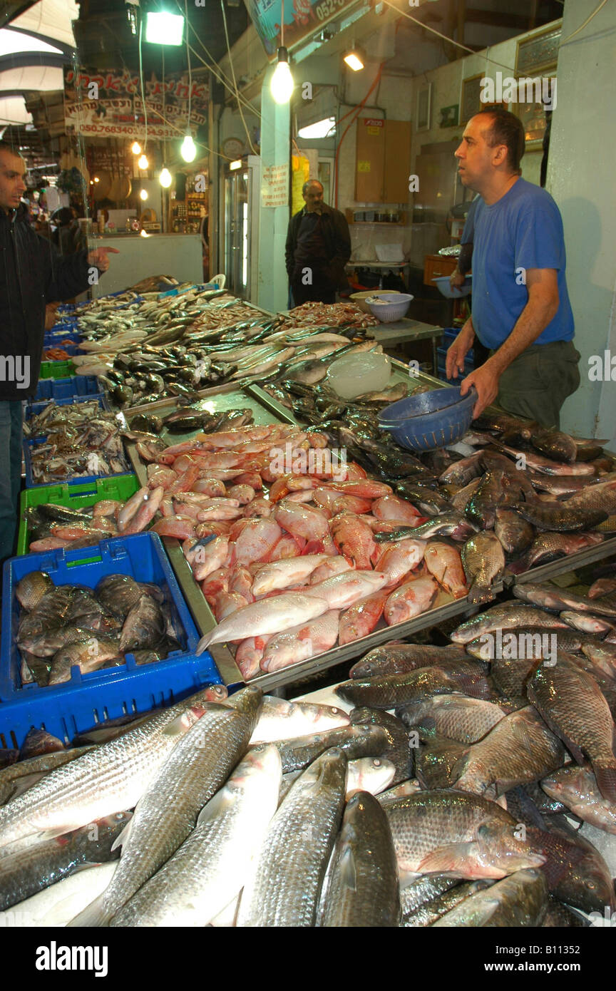 Israel western Galilee Acre The old city market fish stand Stock Photo ...