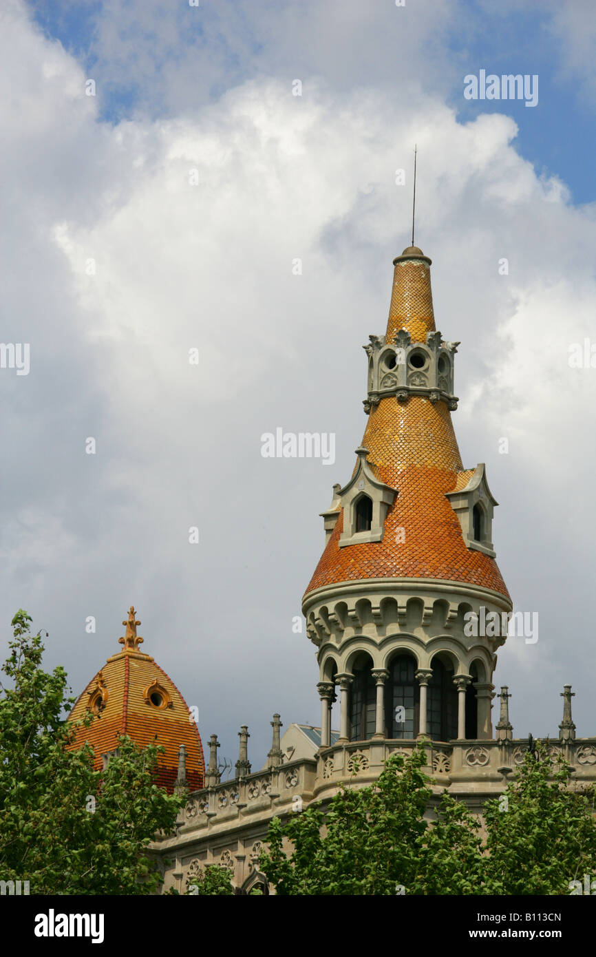 Colourful Gothic Rooftops on a Modernist Building in Passeig de Gracia ...
