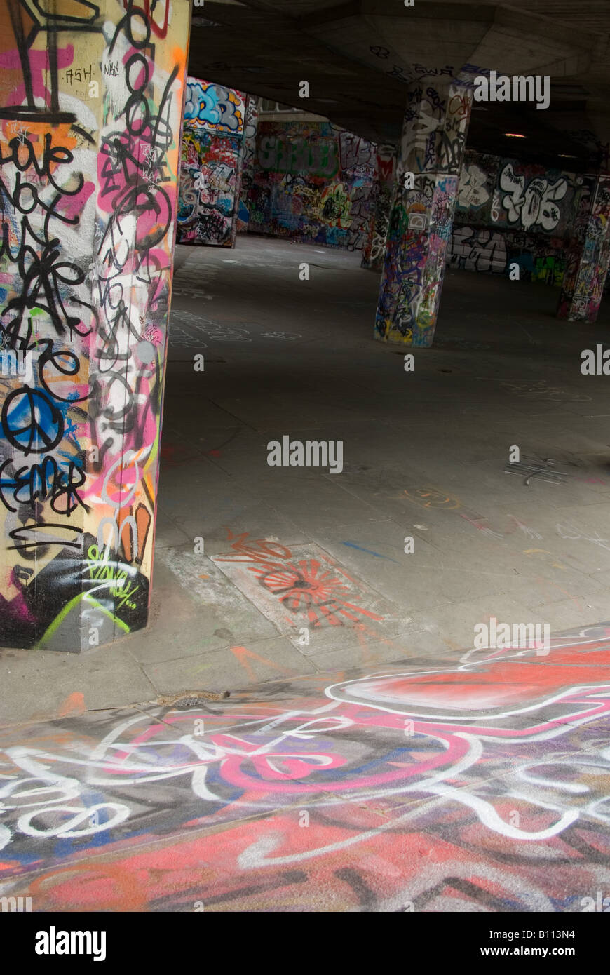 South Bank, London, skater's graffiti Stock Photo - Alamy