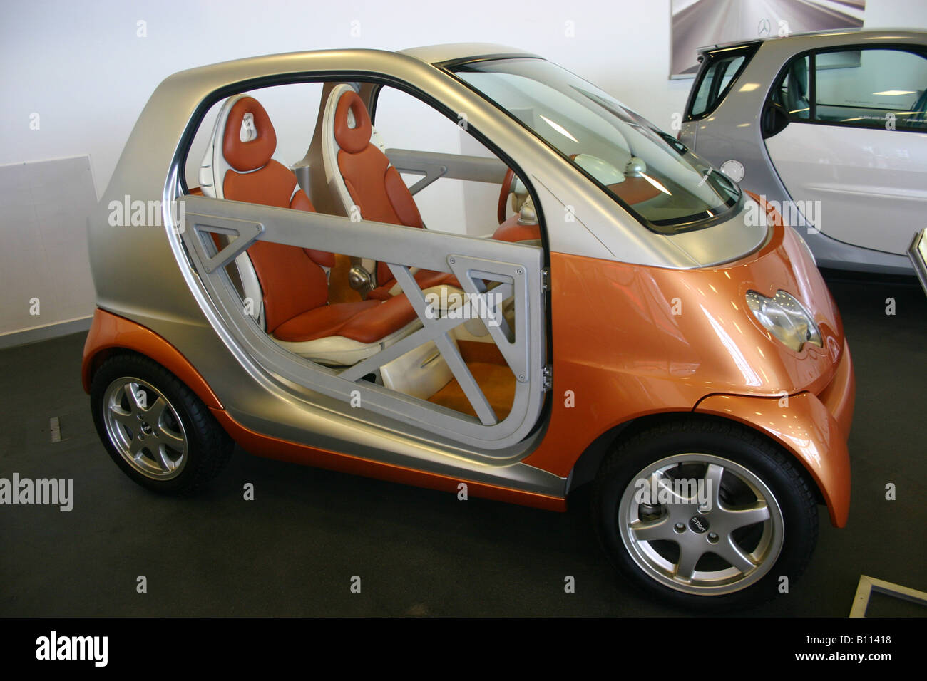 display of prototype smart cars - brooklands Stock Photo - Alamy