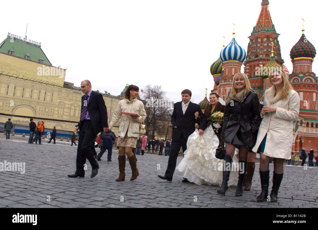 Winter Wedding in the Red Square Moscow Russian Federation Stock Photo ...