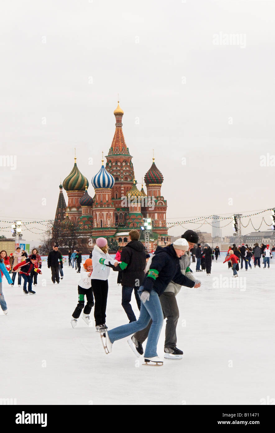 Ice skating in the Red Square Moscow Russian Federation Stock Photo - Alamy