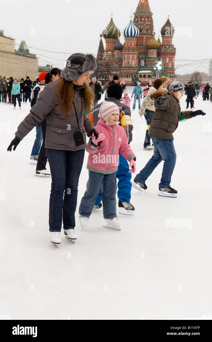 Ice skating in the Red Square Moscow Russian Federation Stock Photo - Alamy