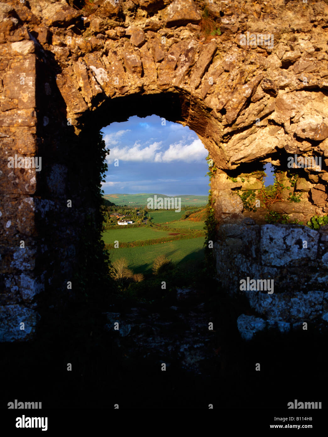 Co Laois, view through castle window, Dunamace, Ireland Stock Photo - Alamy
