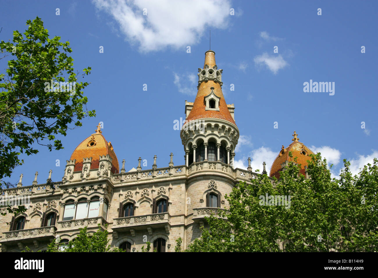 Colourful Gothic Rooftops on a Modernist Building in Passeig de Gracia ...