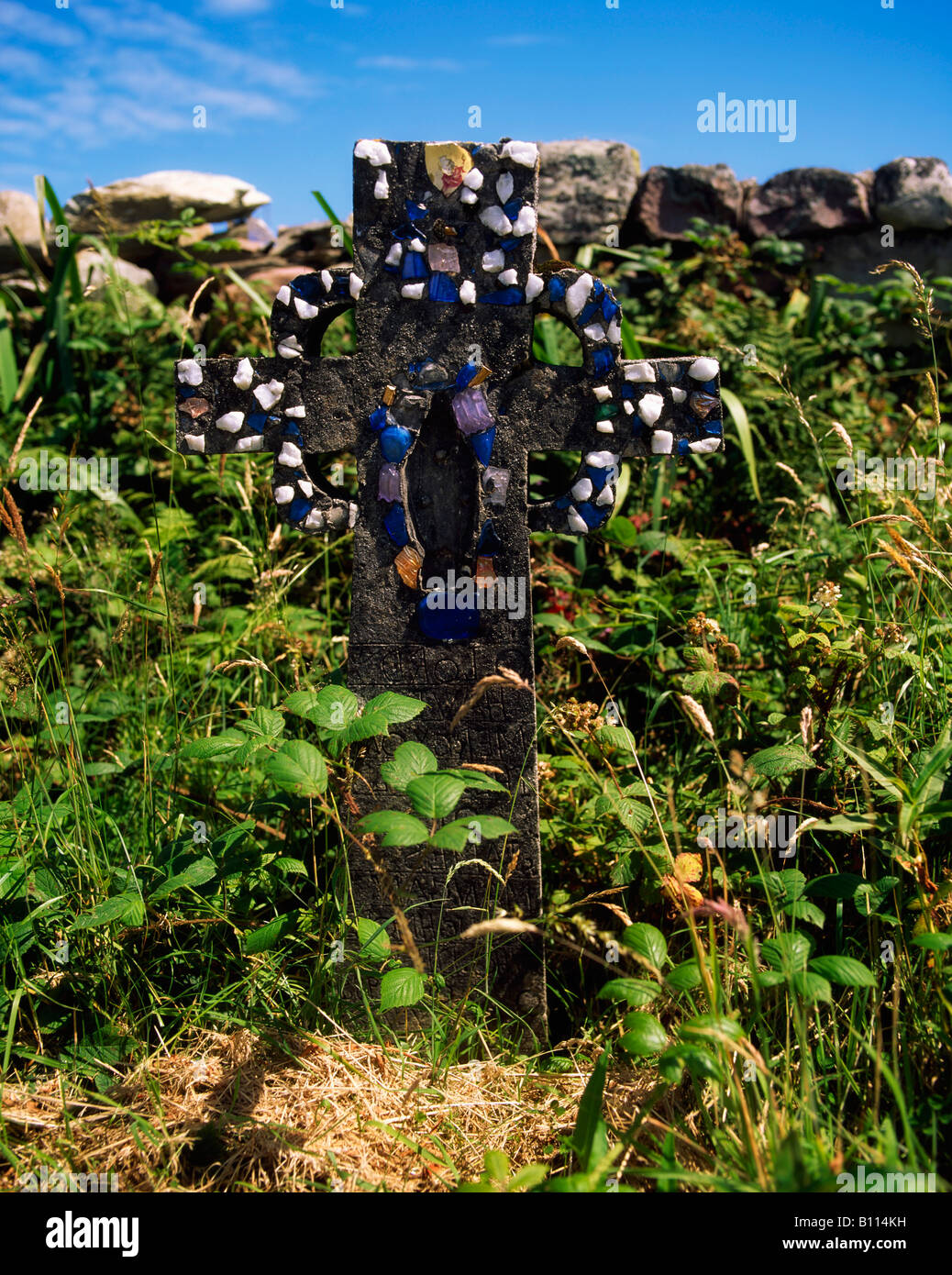 Achill Island, Co Mayo, homemade gravestone, Cloghmore, Ireland Stock ...