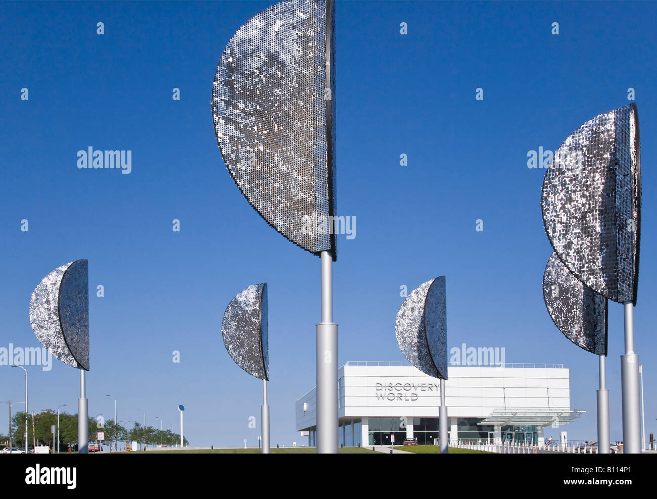 View of the Ned Kahn art installation in the front of the Discovery ...