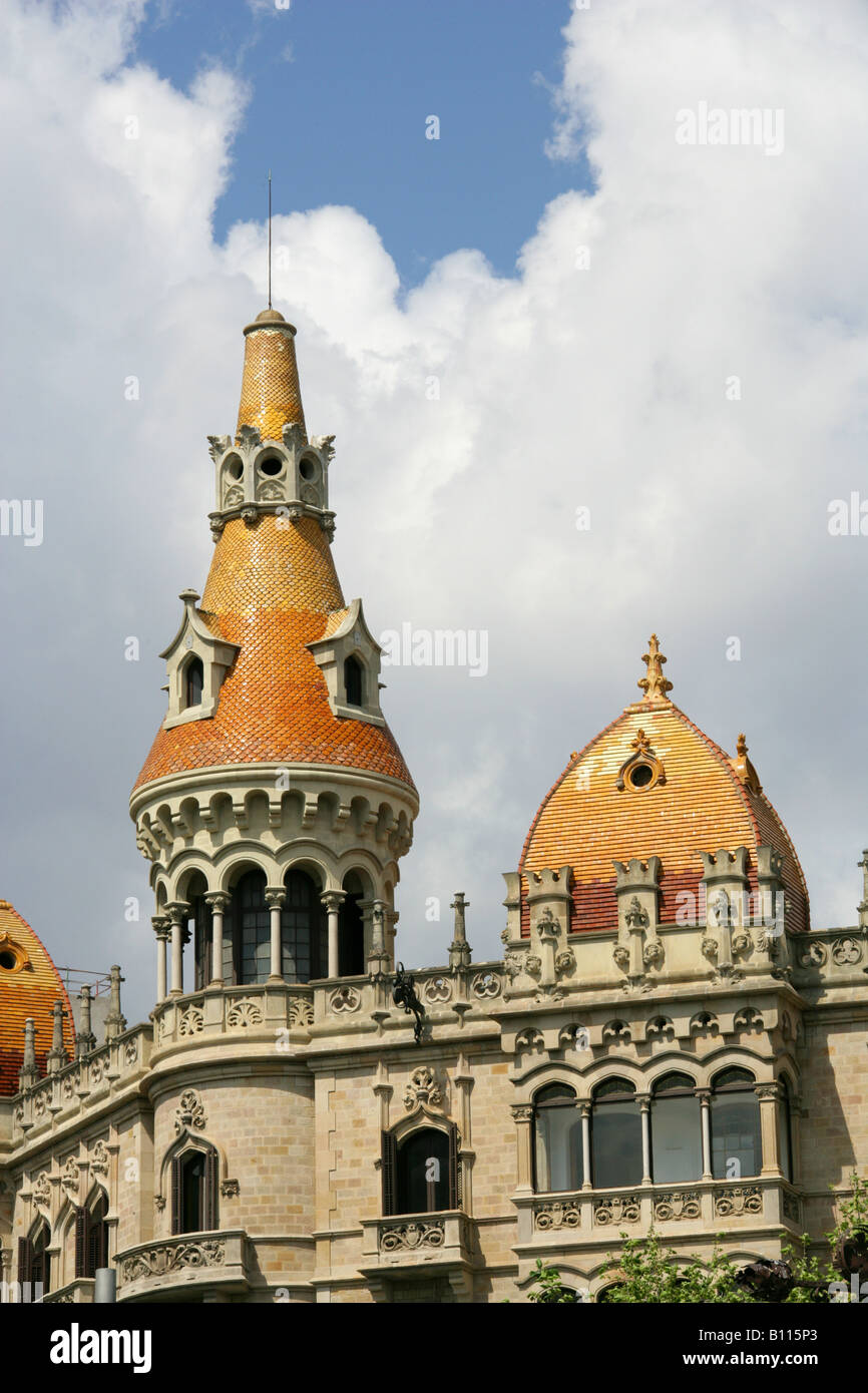 Colourful Gothic Rooftops on a Modernist Building in Passeig de Gracia ...