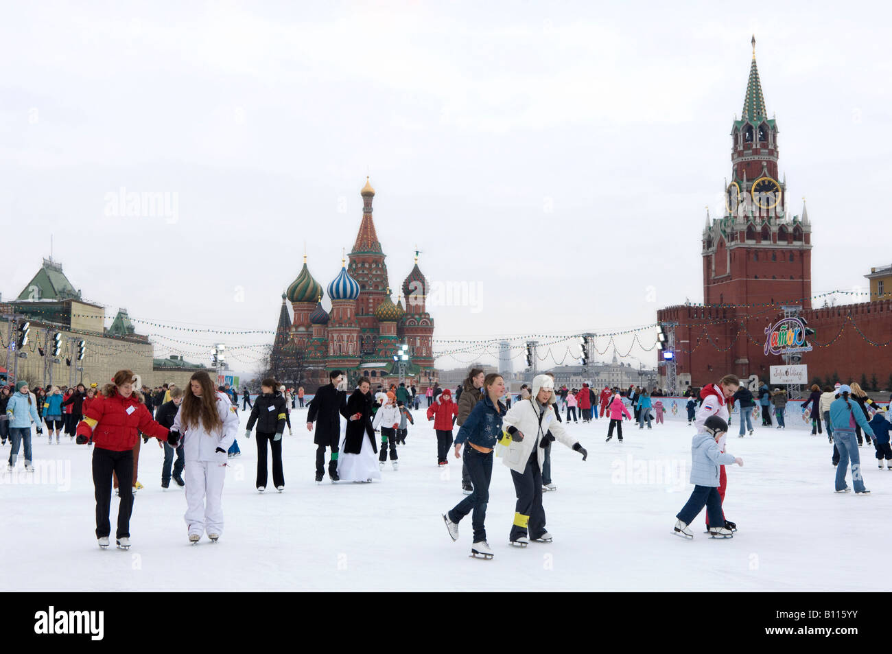 Ice skating in the Red Square Moscow Russian Federation Stock Photo - Alamy