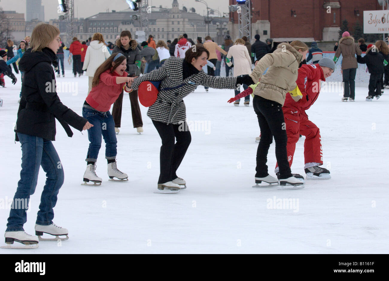 Ice skating in the Red Square Moscow Russian Federation Stock Photo - Alamy
