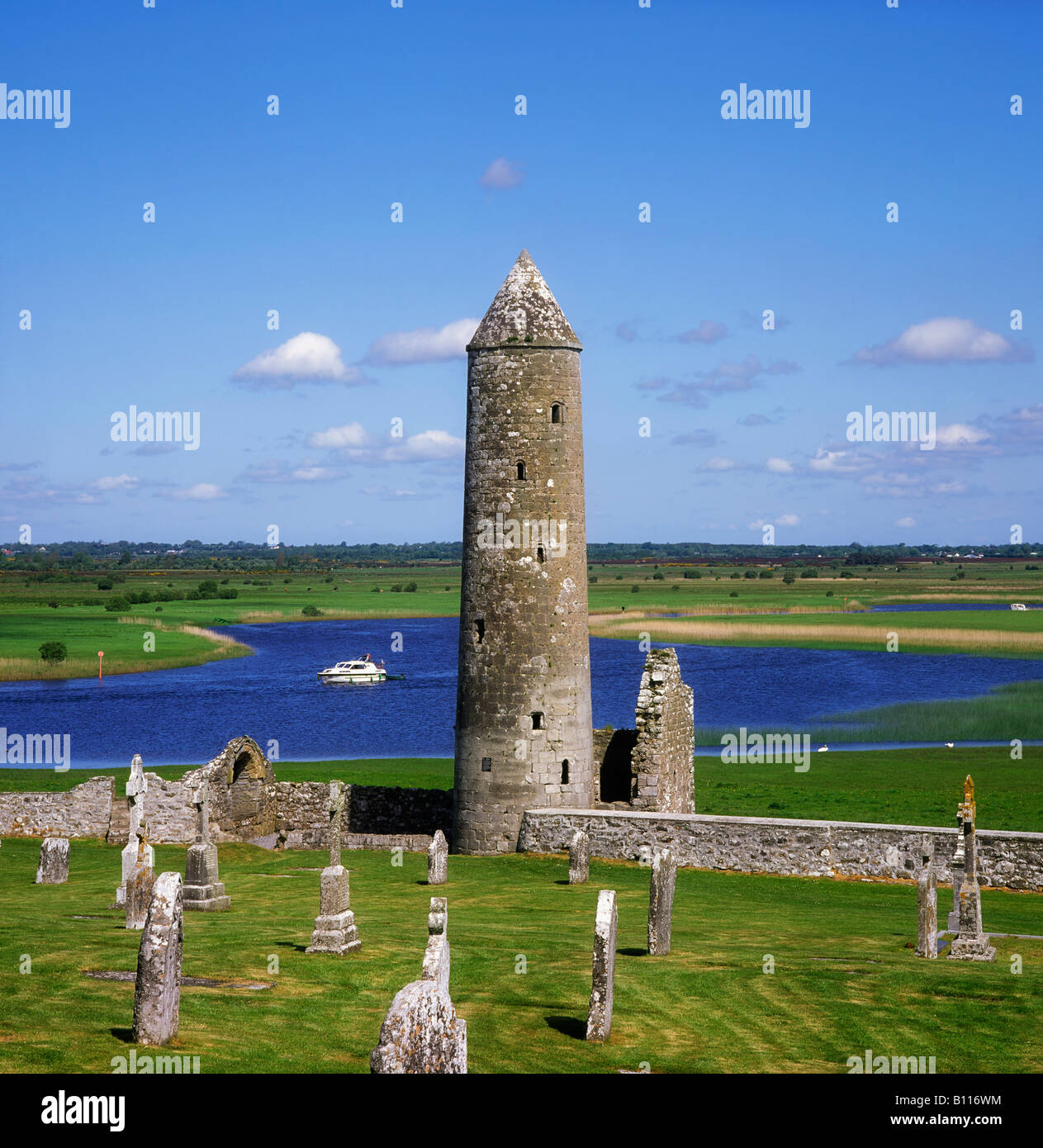 Clonmacnoise Monastery, County Offaly, Ireland, 6th Century Stock Photo ...