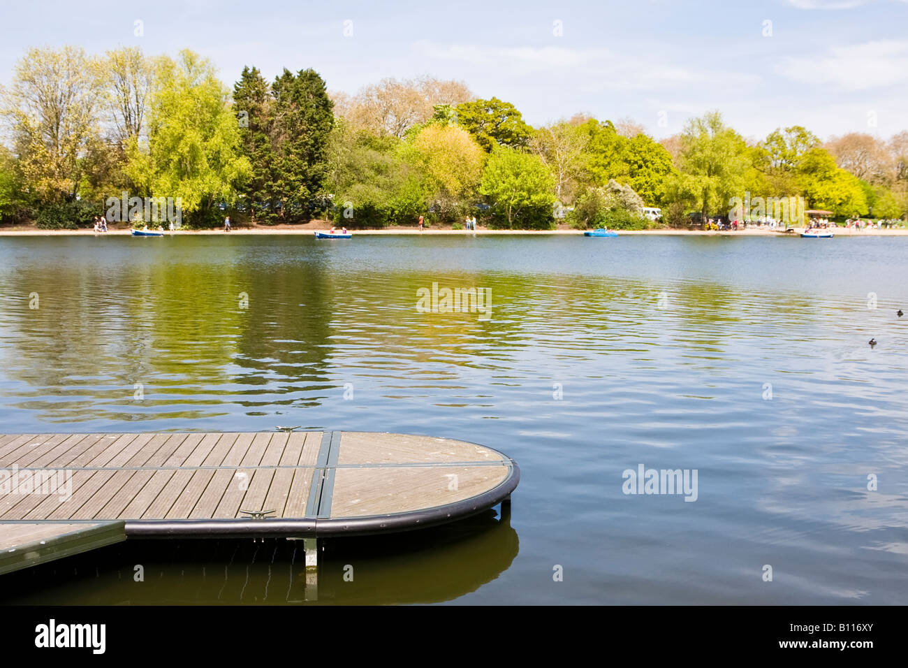 Small jetty in Hyde Park London Stock Photo - Alamy