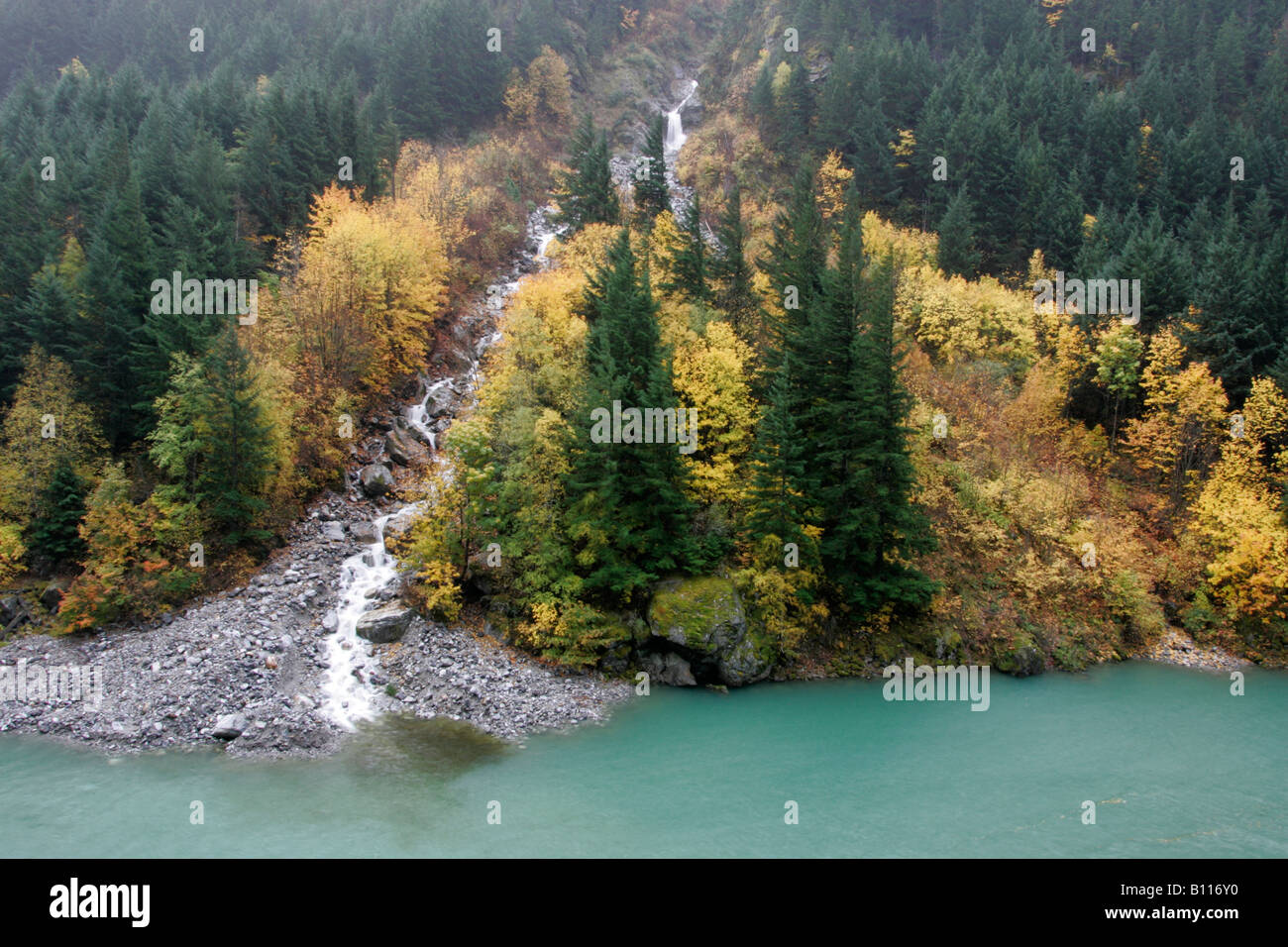 Waterfall along Slopes of Skagit River, North Cascades, Washington ...