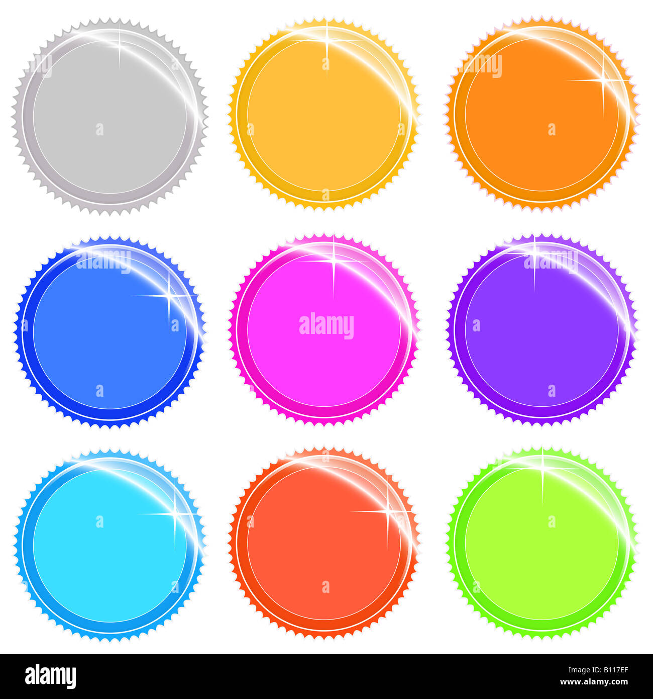 Vector illustration of shiny and glossy web tags and stickers in ...