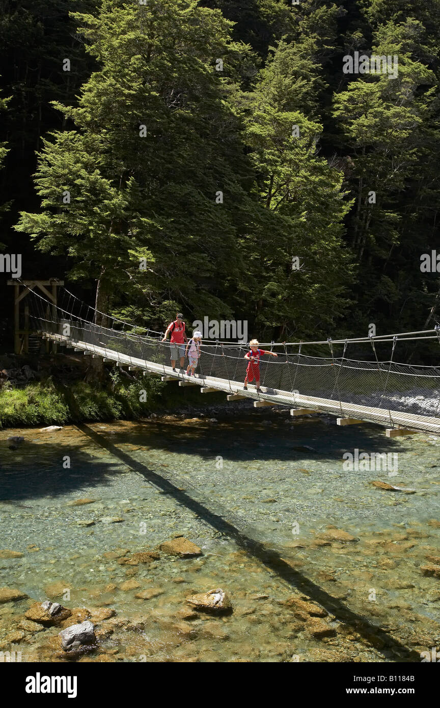 Swing Bridge across Caples River Caples and Greenstone Valleys near ...