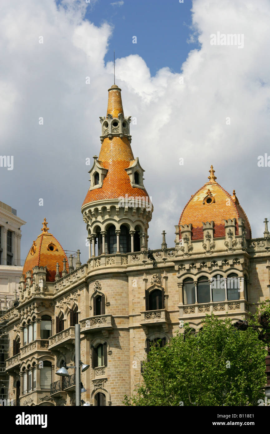 Colourful Gothic Rooftops on a Modernist Building in Passeig de Gracia ...