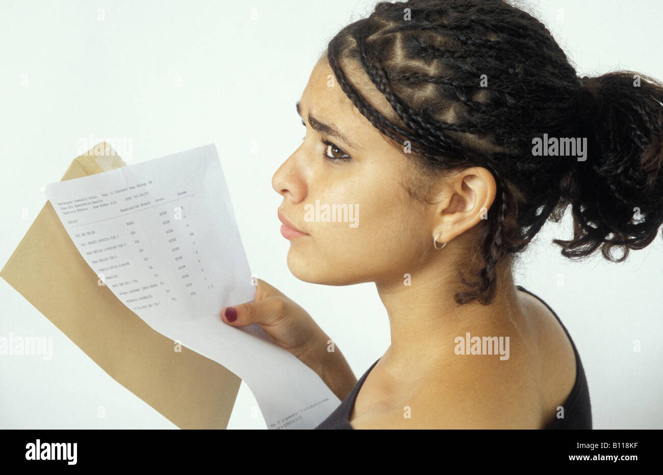 teenage girl fretting over GCSE or A level results Stock Photo - Alamy