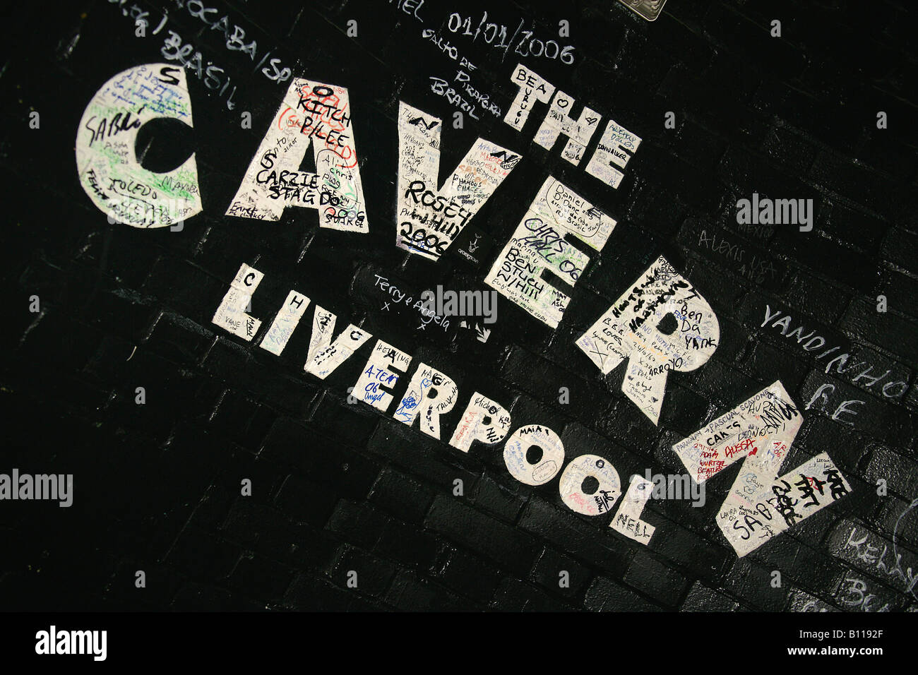City of Liverpool, England. The Cavern sign on the wall of Liverpool’s ...
