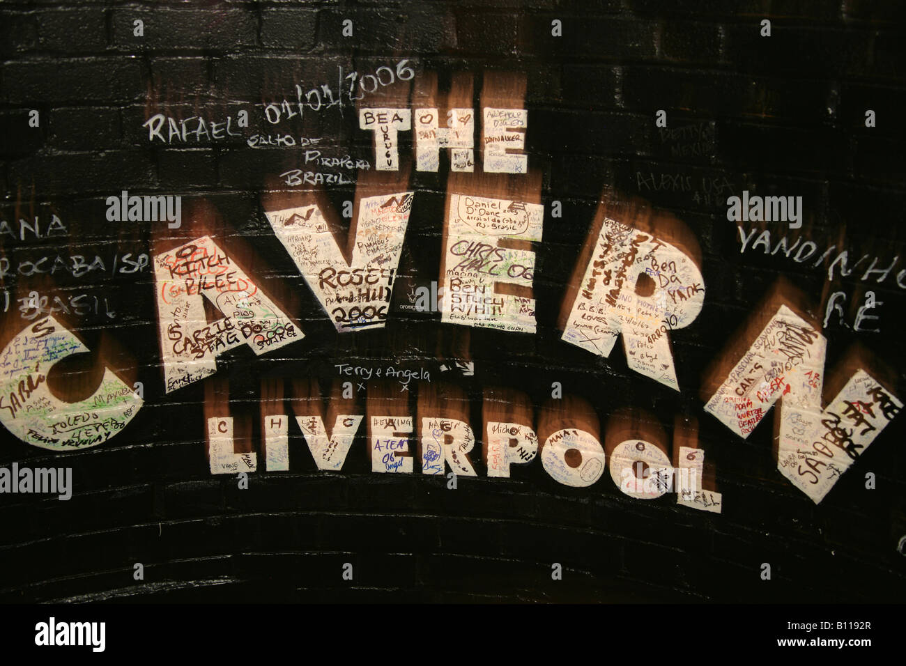 City of Liverpool, England. The Cavern sign on the wall of Liverpool’s ...