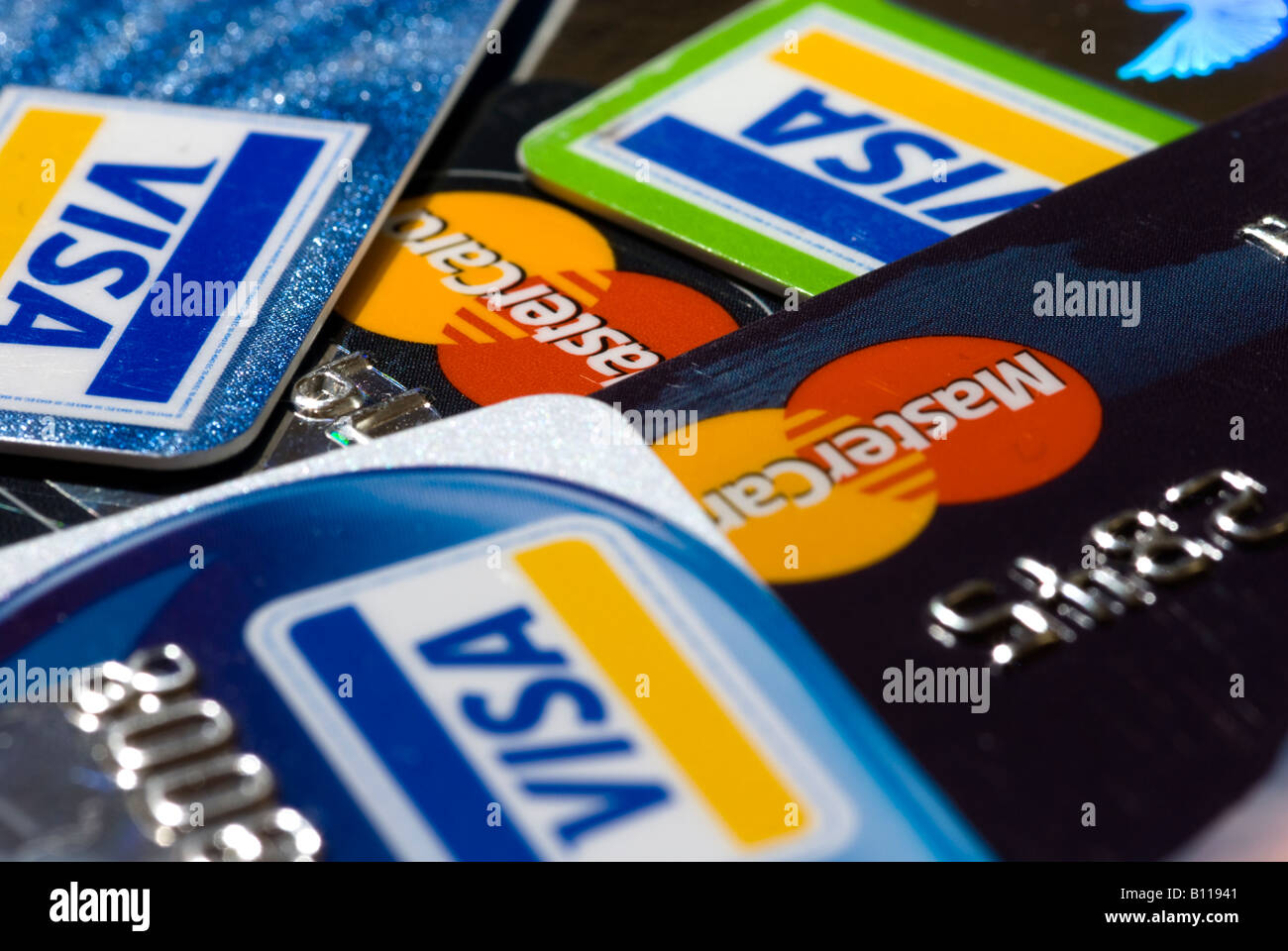 Collection of Visa and Mastercard credit cards Stock Photo - Alamy