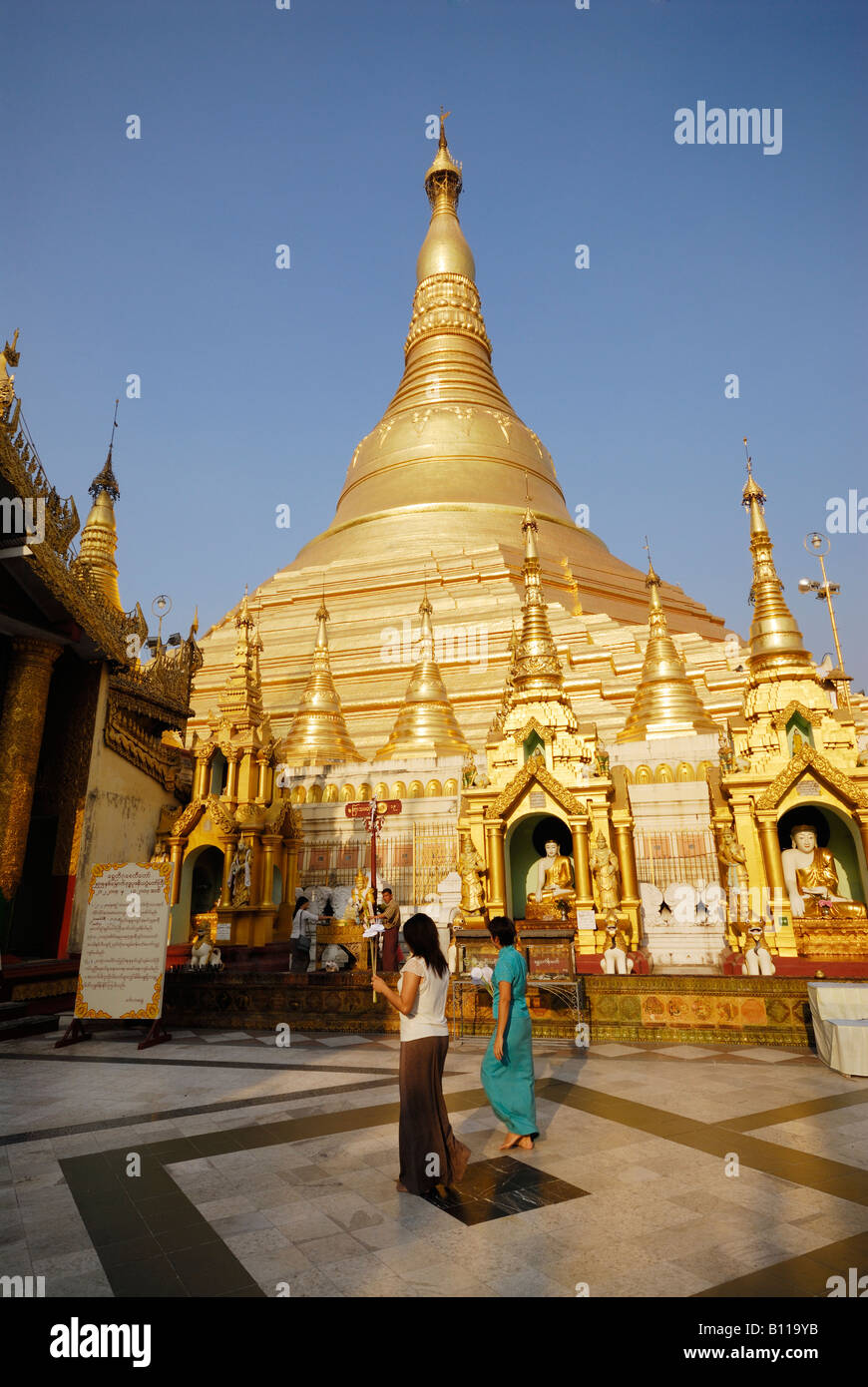 ASIA MYANMAR BURMA BIRMA YANGON YANGOON SHWEDAGON PAGODA one of the ...