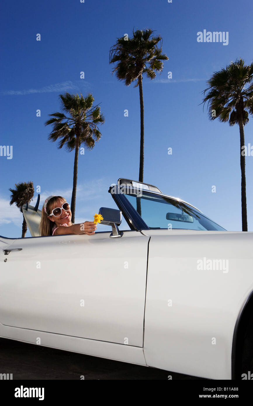 Woman in convertible Stock Photo - Alamy