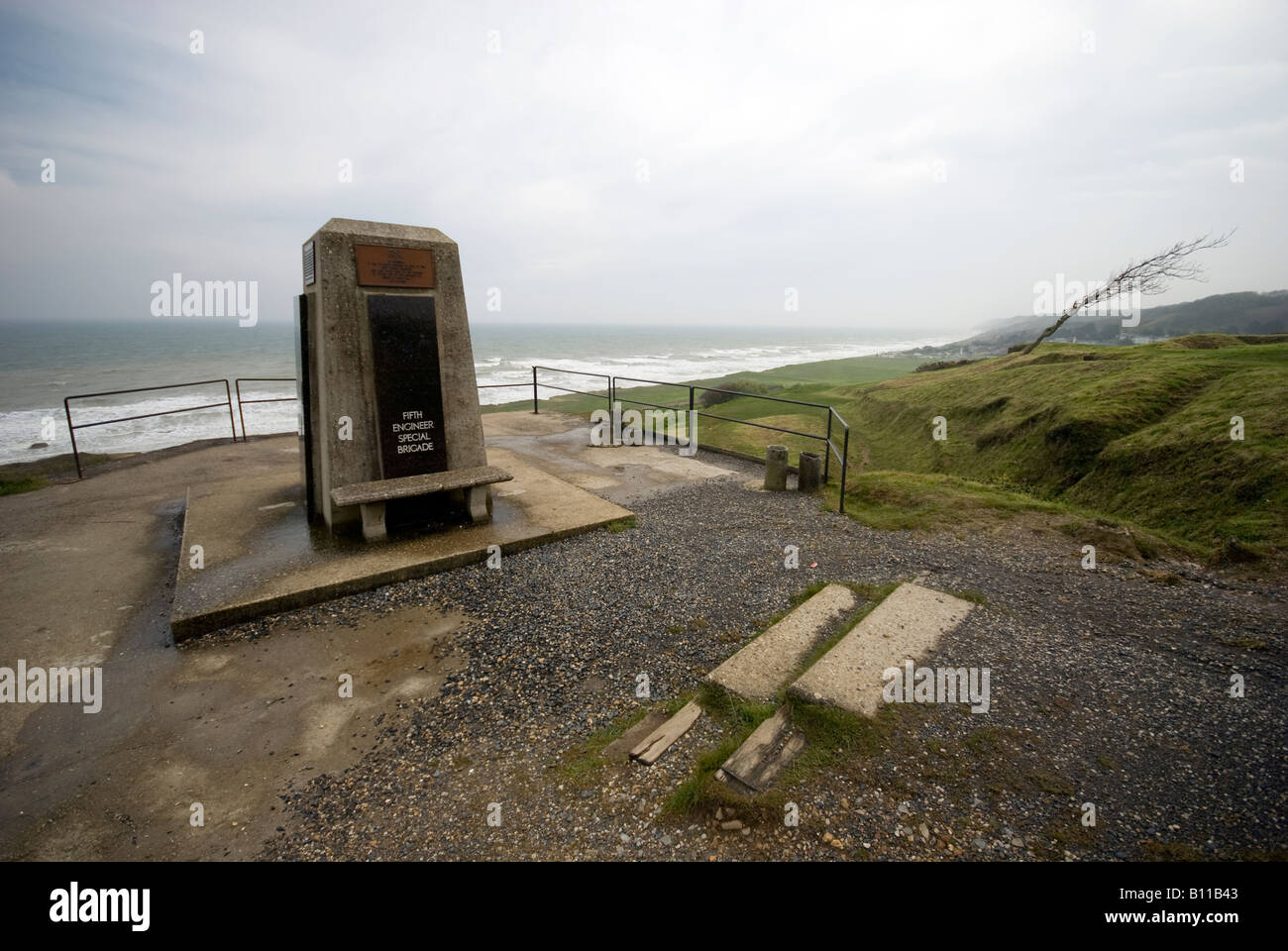 Omaha Beach 5th Engineer Special Brigade Monument Stock Photo - Alamy