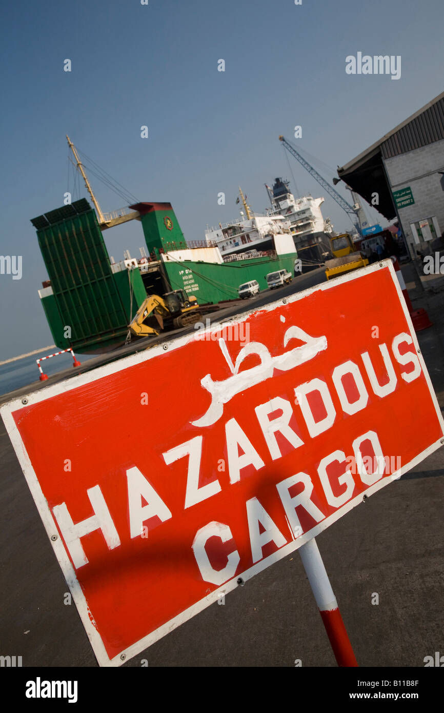 Hazardous Cargo sign signage Port Khalid United Arab Emirates Middle ...