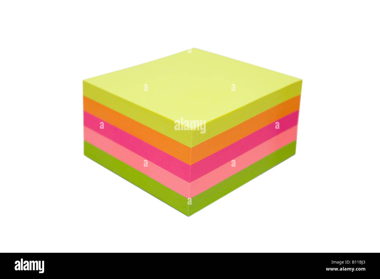 Sticky notes cube with sheets in various colors over white Stock Photo ...