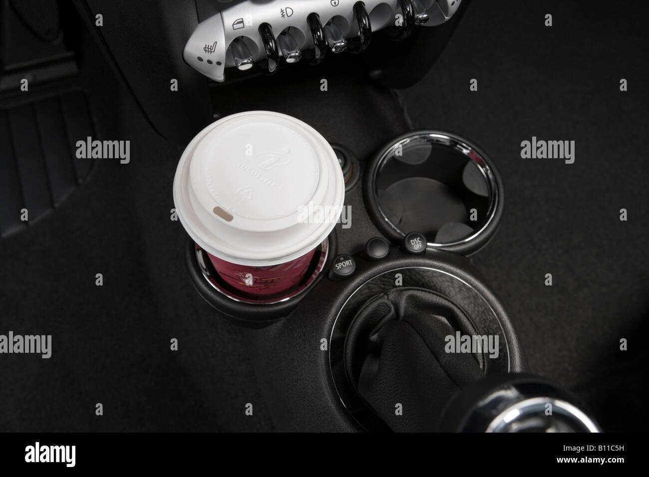 2008 Mini Cooper Clubman in White - Cup Holder with Prop Stock Photo ...