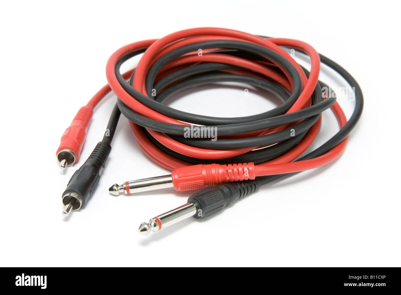 Audio cables on a white background Stock Photo - Alamy