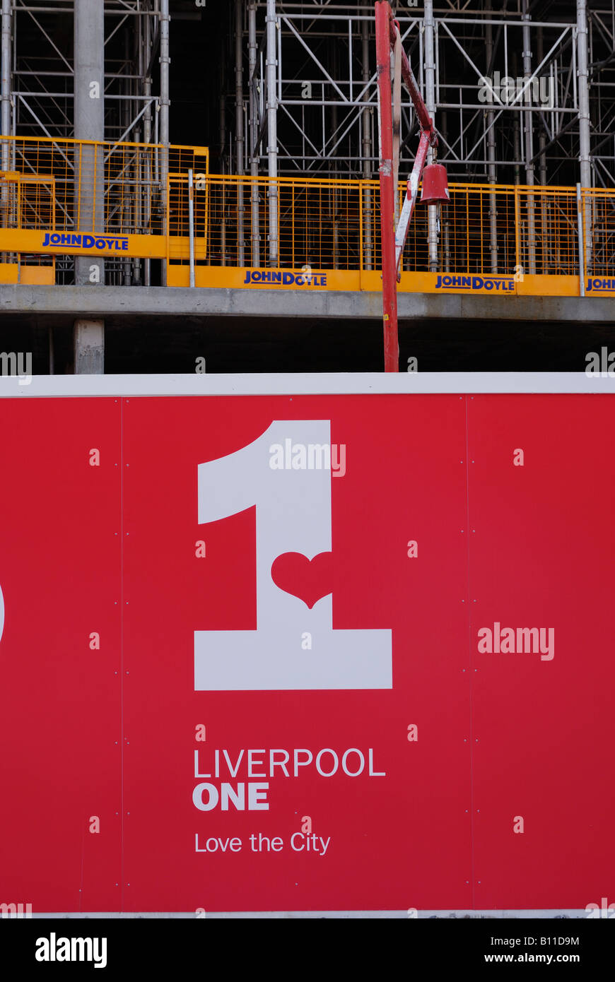 Fence with graphic promoting Liverpool One development Stock Photo - Alamy