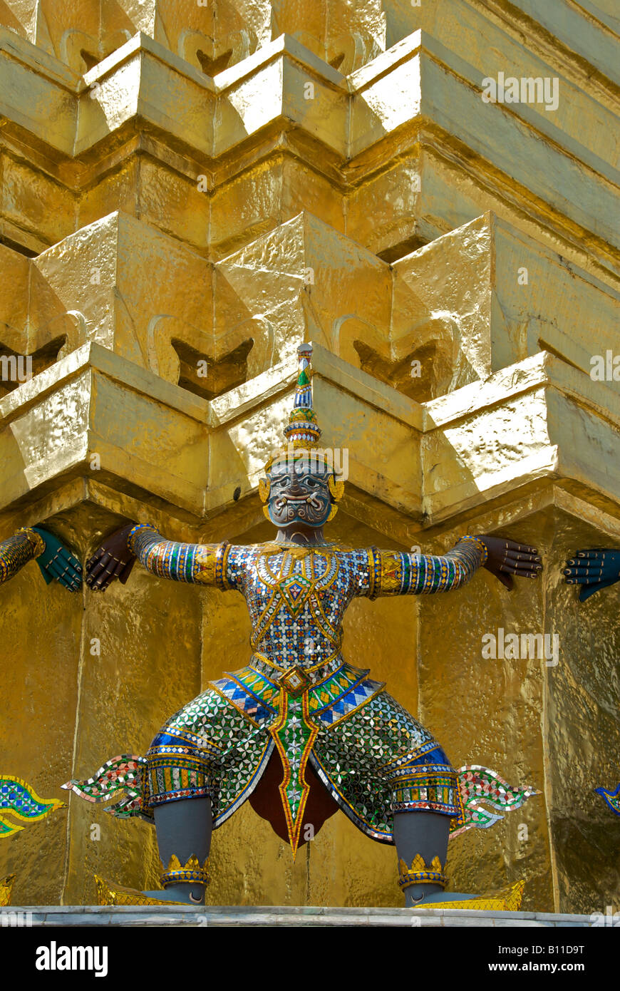Yaksha demon supporting Golden Chedi Wat Phra Kaew Bangkok Thailand ...