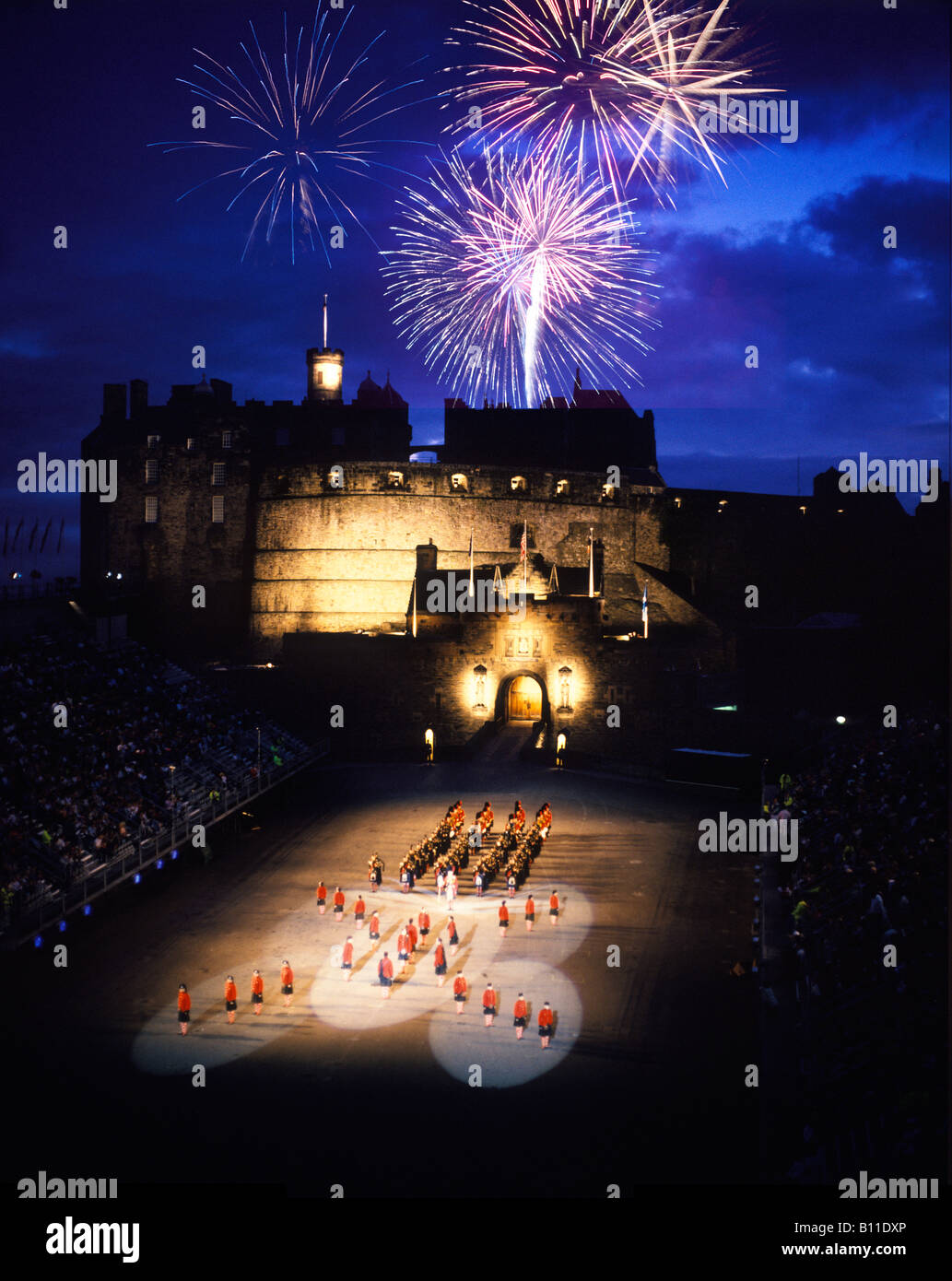 MARCHING BANDS MILITARY TATTOO EDINBURGH CASTLE ESPLANADE SCOTLAND UK ...