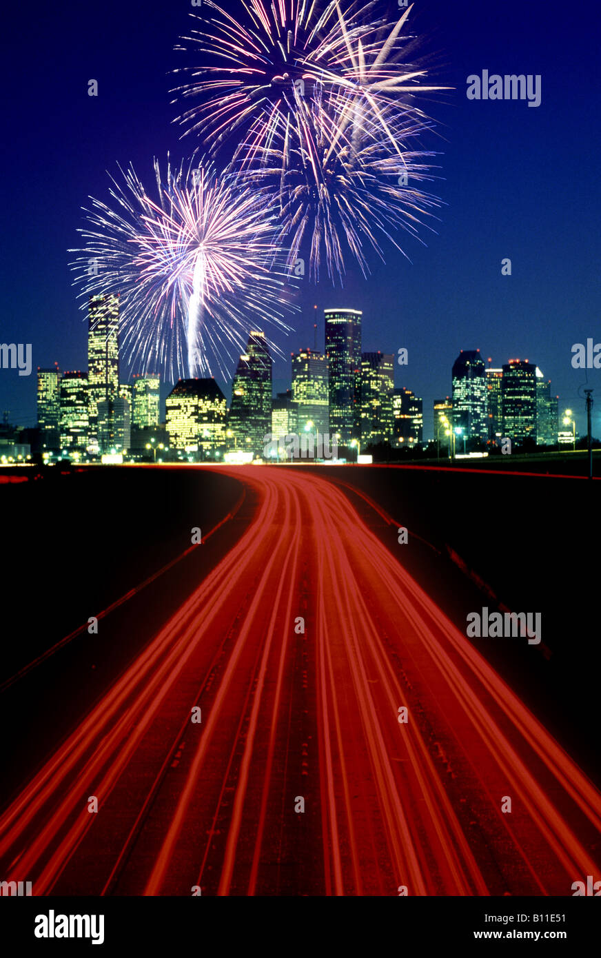 Houston texas skyline night lights hi-res stock photography and images ...