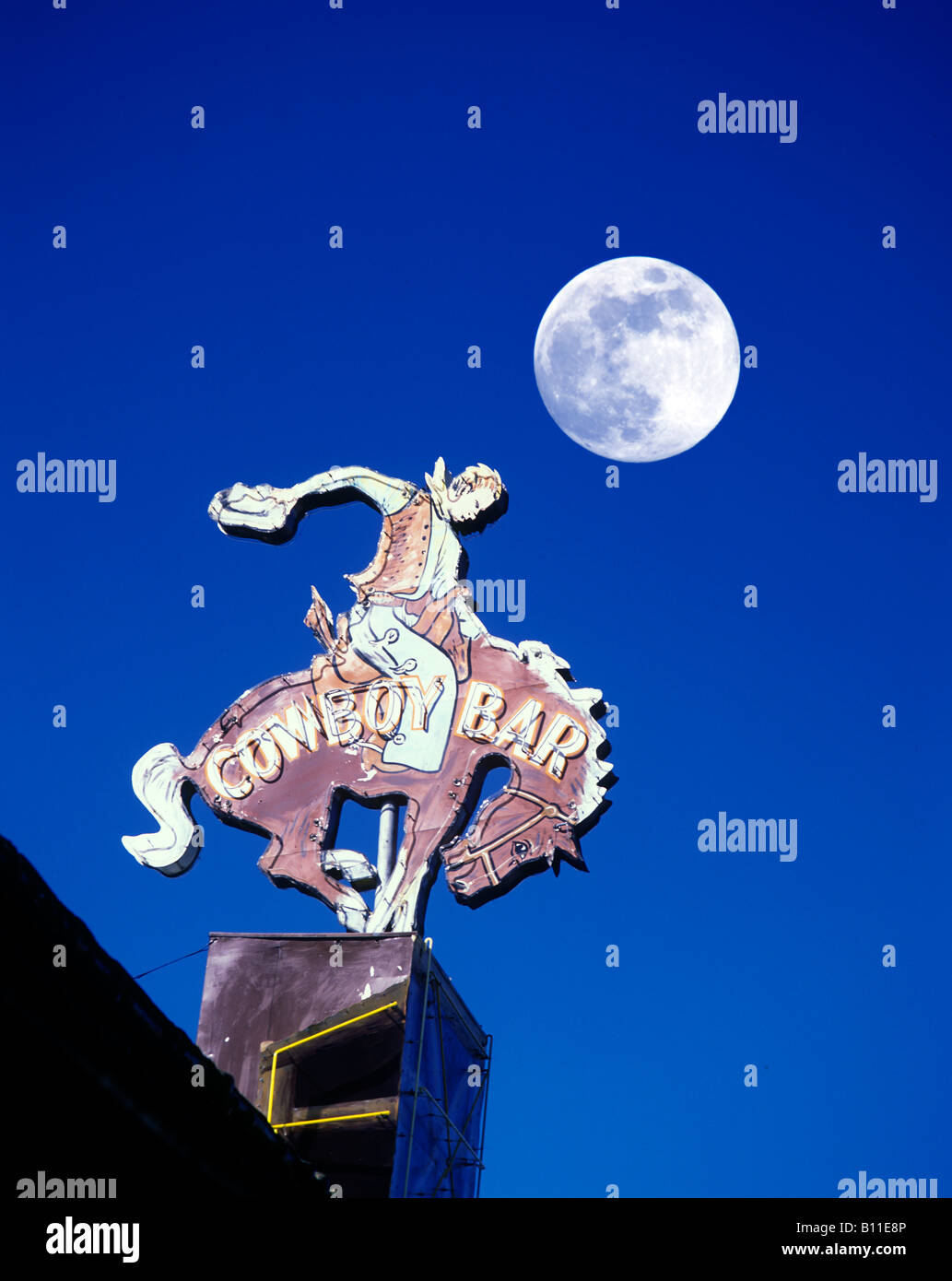 NEON BUCKING BRONCO SIGN COWBOY BAR JACKSON HOLE WYOMING USA Stock ...