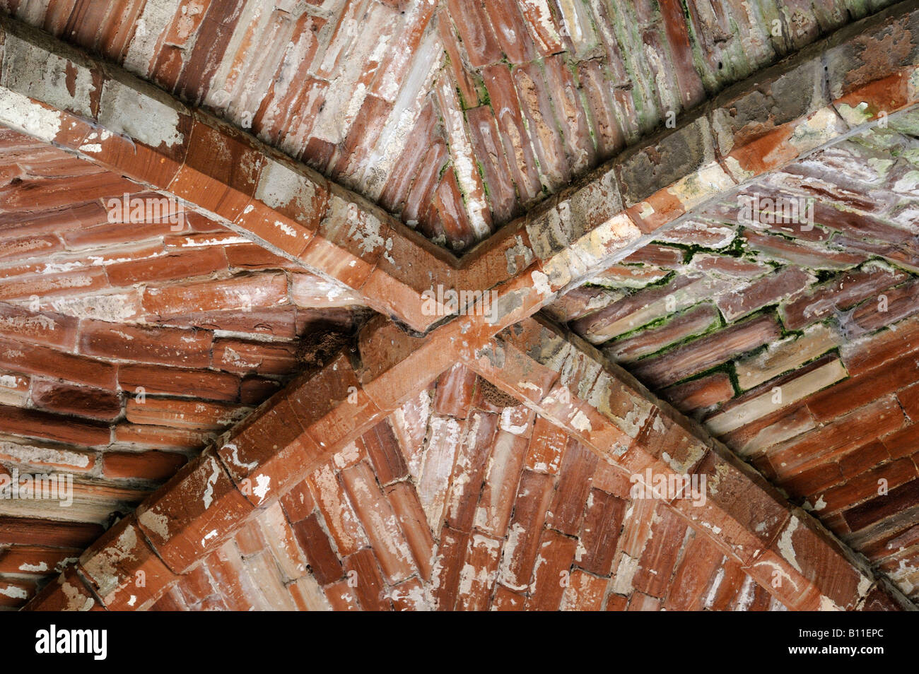 Detail of ribbed, stone ceiling. Furness Abbey, Cumbria, England ...