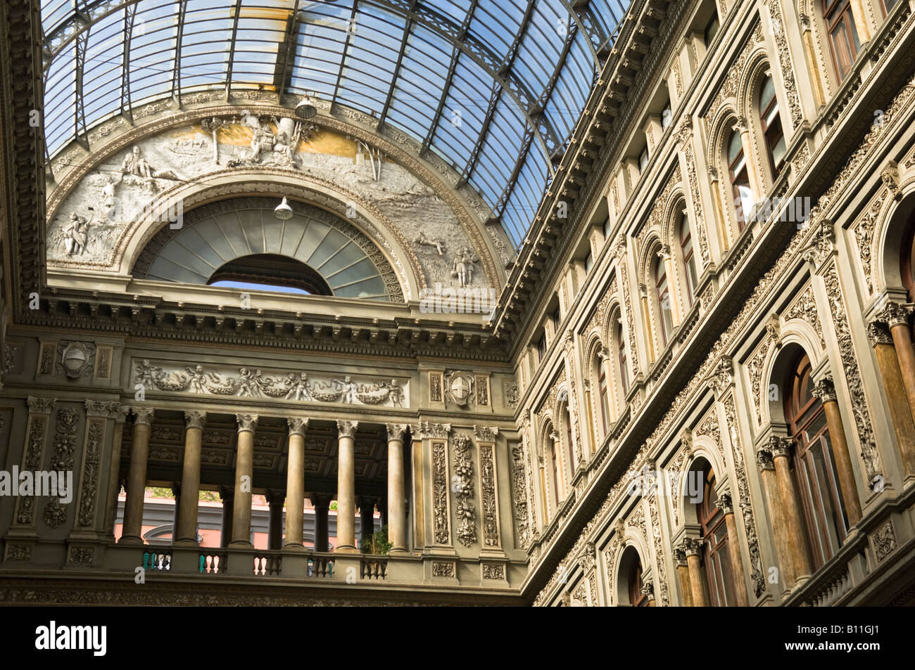 Detailed view of one of the Arcades, Galleria Umberto, Naples, Italy ...