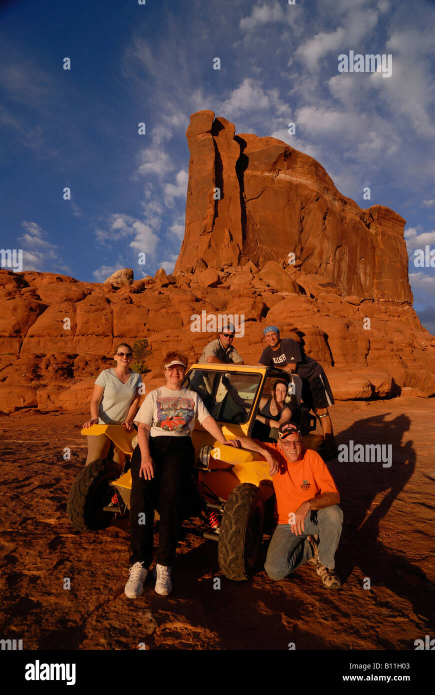 Tourist riding Tomcars little Israelian buggy jeeps Moab Utah USA MR ...