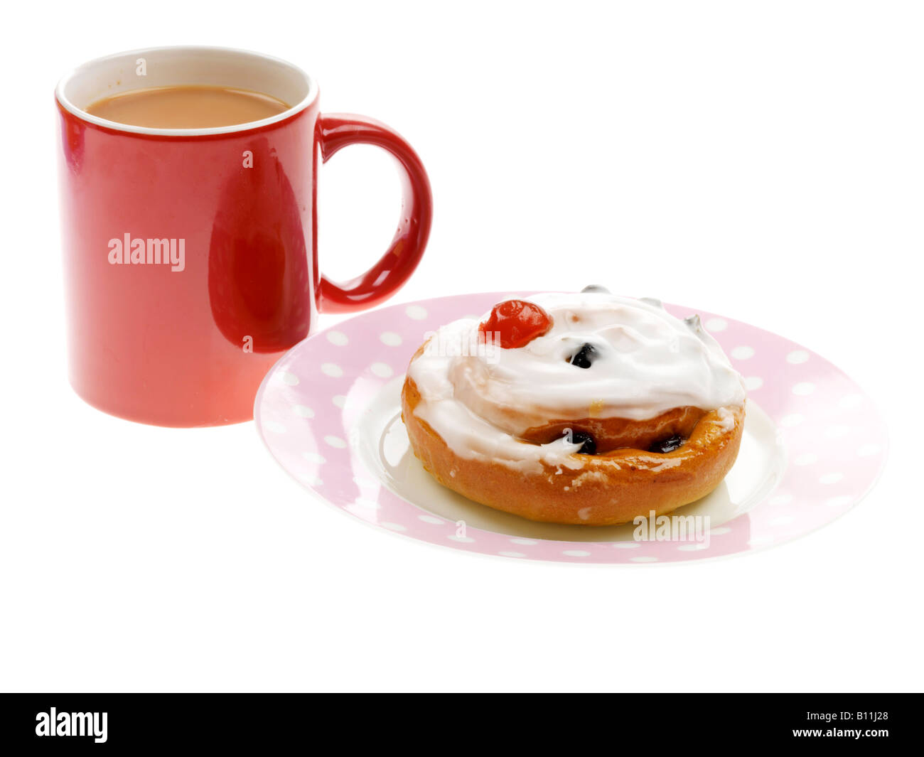 Iced bun with cherry Cut Out Stock Images & Pictures - Alamy