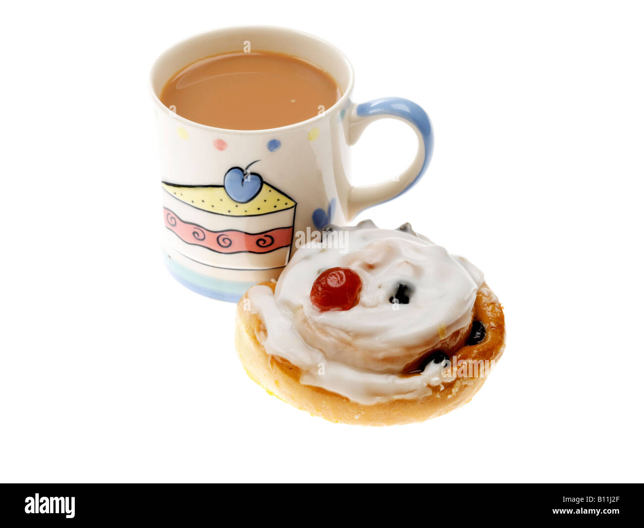 Iced Bun With Cherry Cut Out Stock Images & Pictures - Alamy