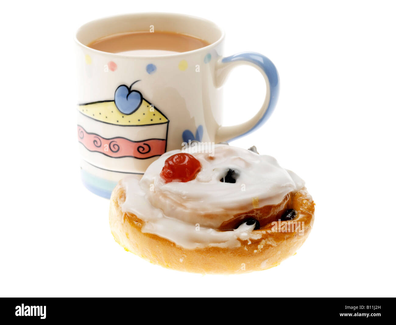 Iced Bun With Cherry Cut Out Stock Images & Pictures - Alamy